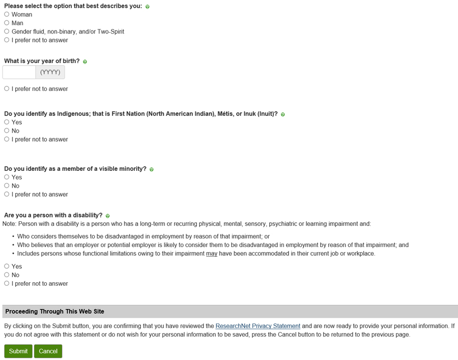 How to complete the Equity and Diversity Questionnaire - CIHR